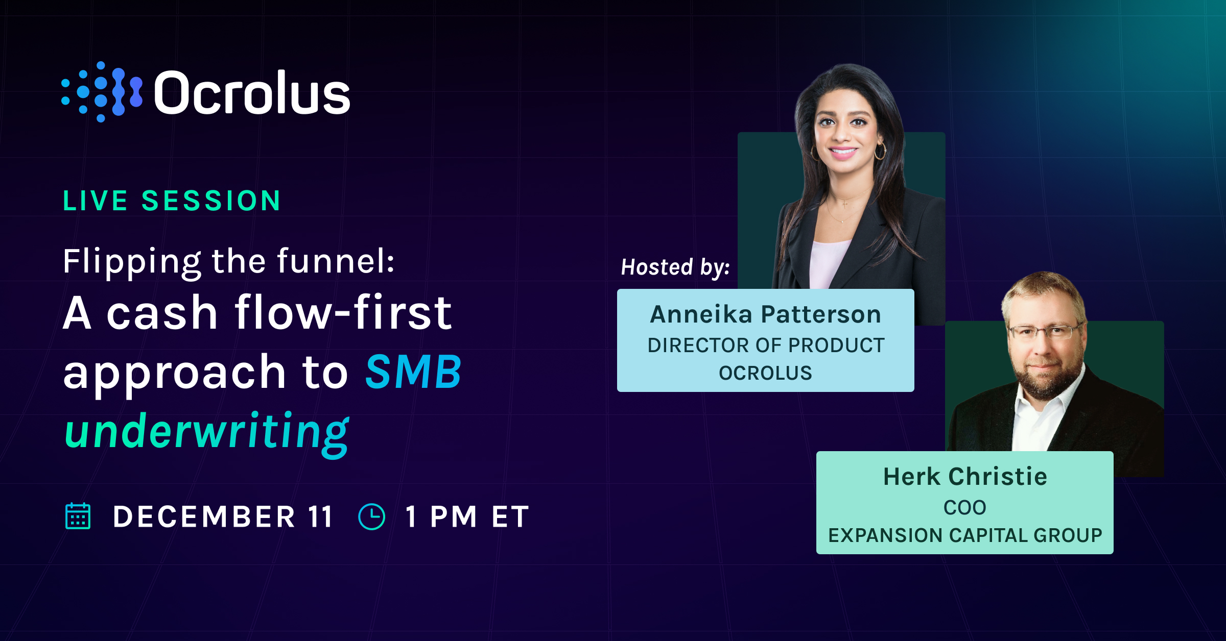 Watch Live: A cash flow-first approach to SMB underwriting with Ocrolus
